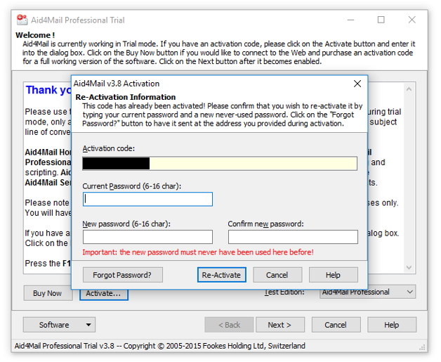 How to re-activate Aid4Mail online